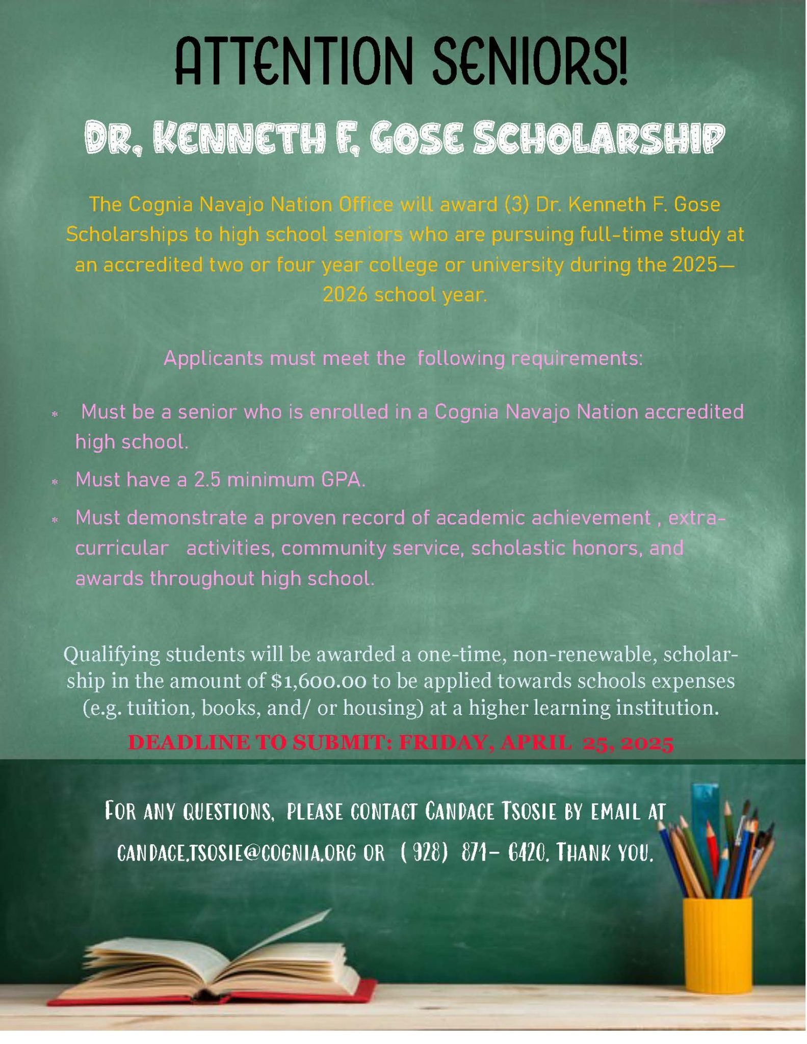 Opportunity – Dr. Kenneth F. Gose scholarship for Cognia school students - NNDODE